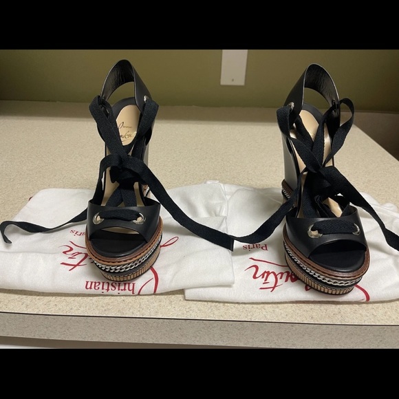 Christian Louboutin | Shoes | Christian Louboutin Tribuli Lace Up Wedge ...